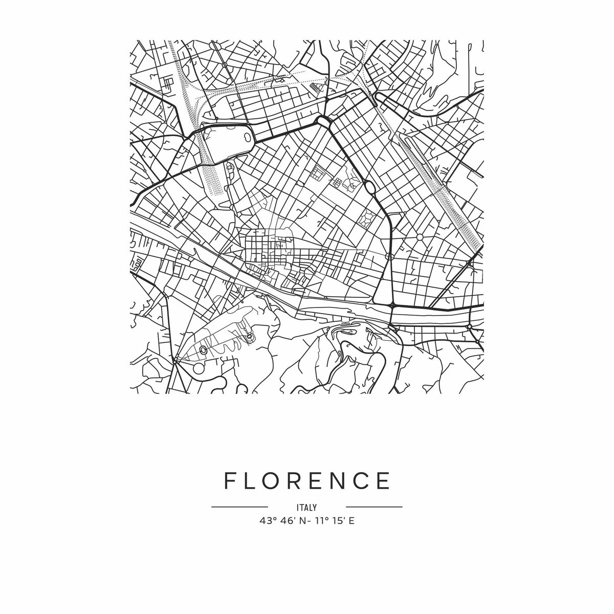 Quadro Decorativo Mapa Minimalista Florence