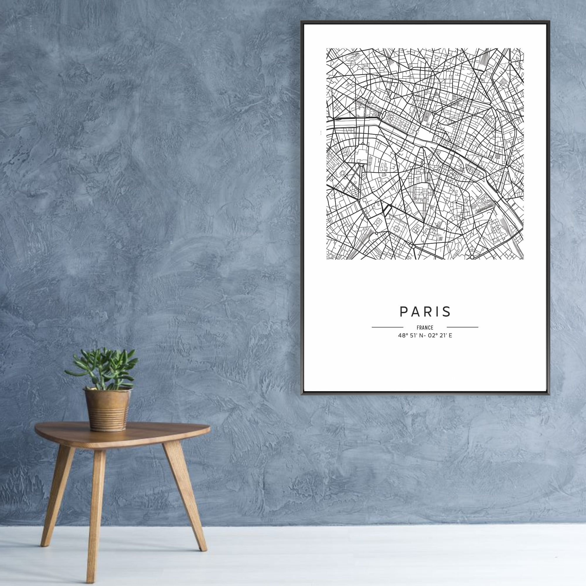Quadro Decorativo Mapa Minimalista Paris